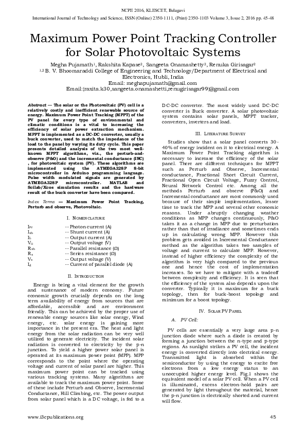 (PDF) Maximum Power Point Tracking Controller for Solar Photovoltaic Systems
