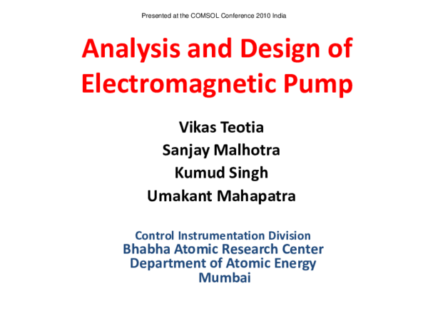 (PDF) Analysis and Design of Electromagnetic Pump