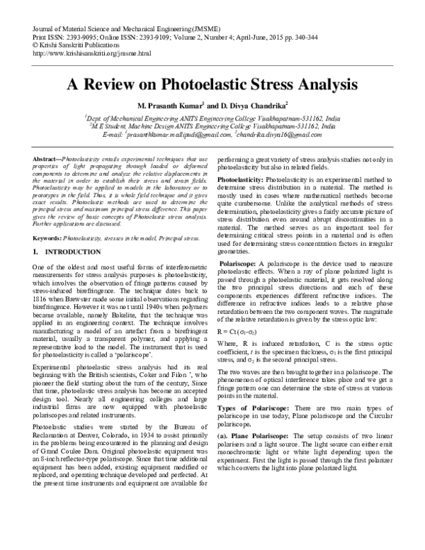 (PDF) A Review on Photoelastic Stress Analysis
