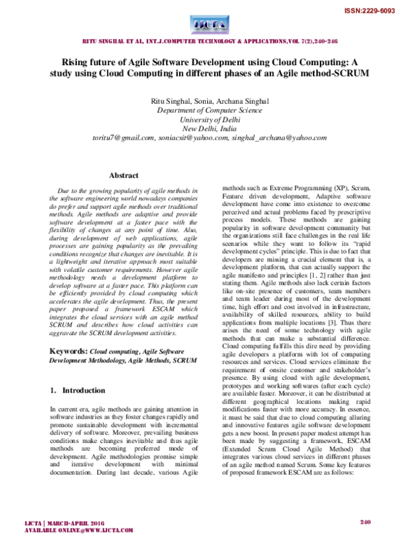 (PDF) Rising future of Agile Software Development using Cloud Computing: A study using Cloud ...