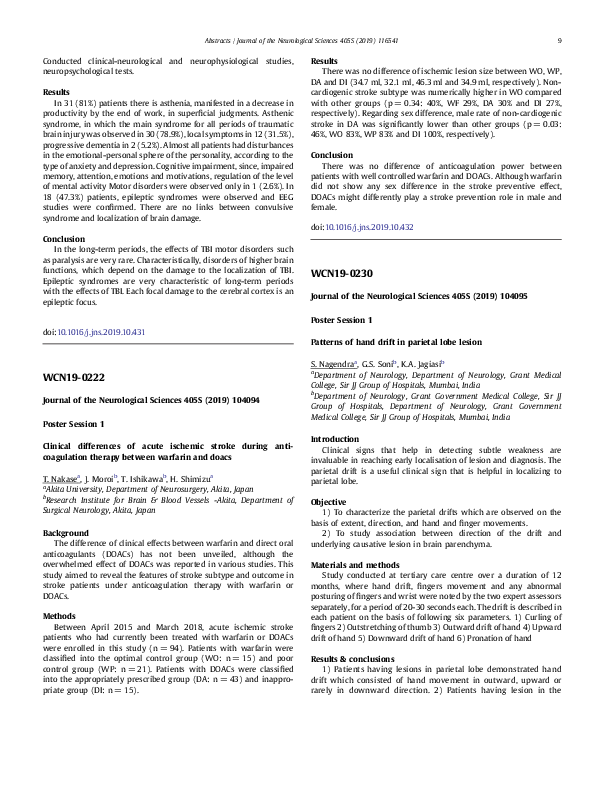 (PDF) Patterns of hand drift in parietal lobe lesion