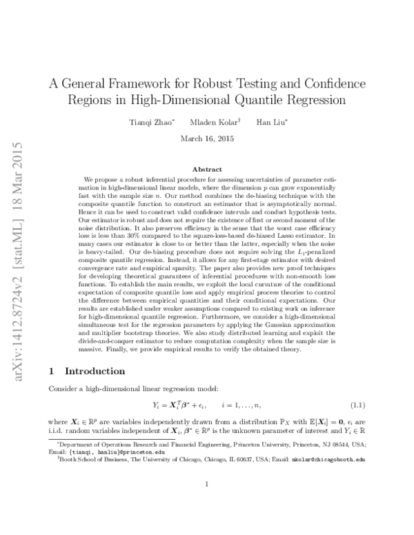 (PDF) A General Framework for Robust Testing and Confidence Regions in ...