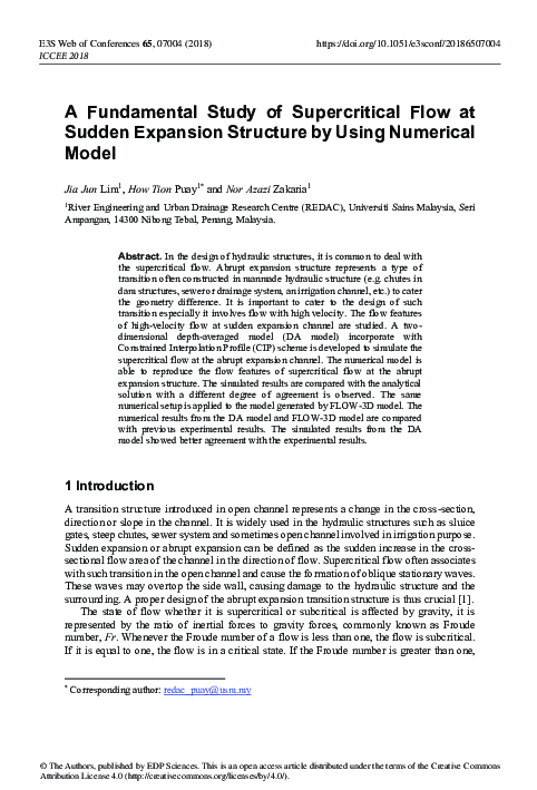 (PDF) A Fundamental Study of Supercritical Flow at Sudden Expansion ...