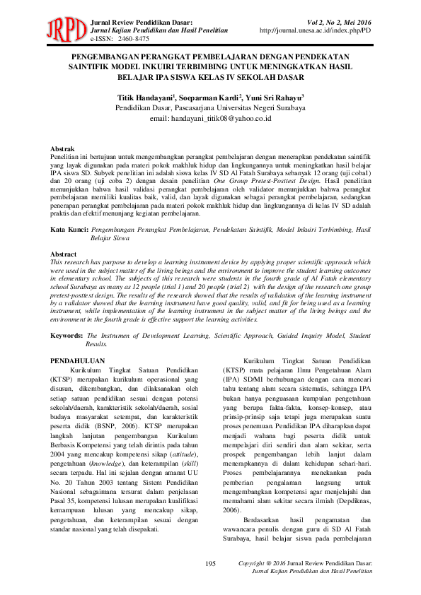 (PDF) Pengembangan Perangkat Pembelajaran Dengan Penerapan Model Pembelajaran Contextual ...