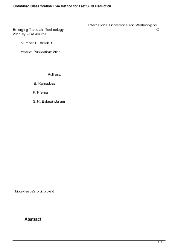 (PDF) Combined Classification Tree Method for Test Suite Reduction