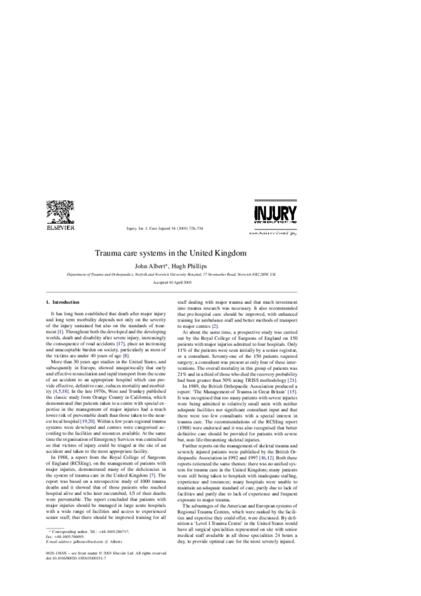 (PDF) Trauma care systems in the United Kingdom