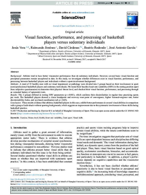 (PDF) Visual function, performance, and processing of basketball ...