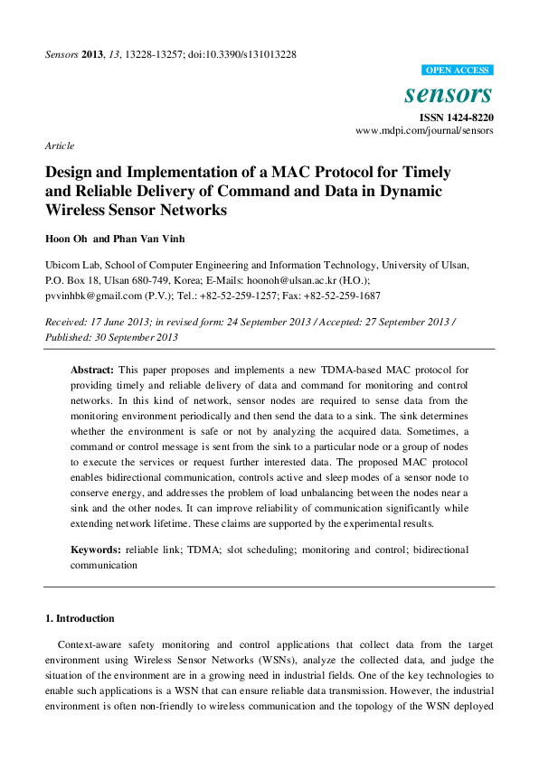 (PDF) Design and Implementation of a MAC Protocol for Timely and ...