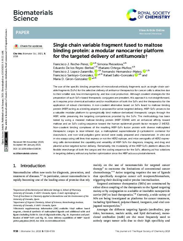 (PDF) Single chain variable fragment fused to maltose binding protein ...