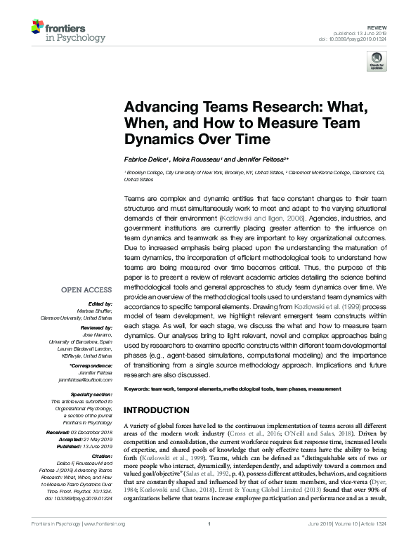 (PDF) Advancing Teams Research: What, When, and How to Measure Team ...