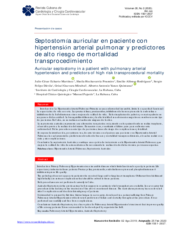(PDF) Septostomía auricular en paciente con Hipertensión Arterial ...