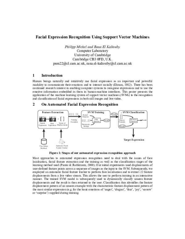 (PDF) Facial expression recognition using Support Vector Machines