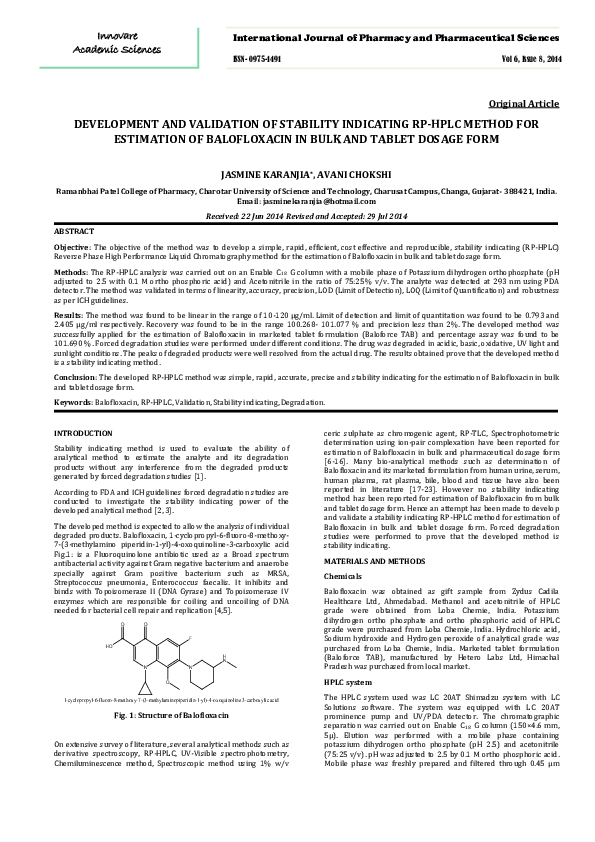 (PDF) DEVELOPMENT AND VALIDATION OF STABILITY INDICATING RP-HPLC METHOD FOR ESTIMATION OF ...