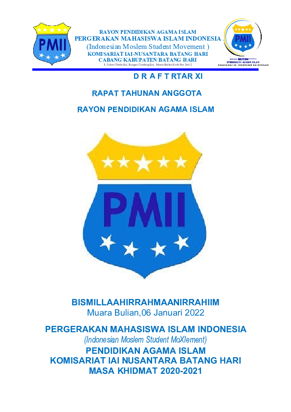 (DOC) D R A F T RTAR XI RAPAT TAHUNAN ANGGOTA RAYON PENDIDIKAN AGAMA ...