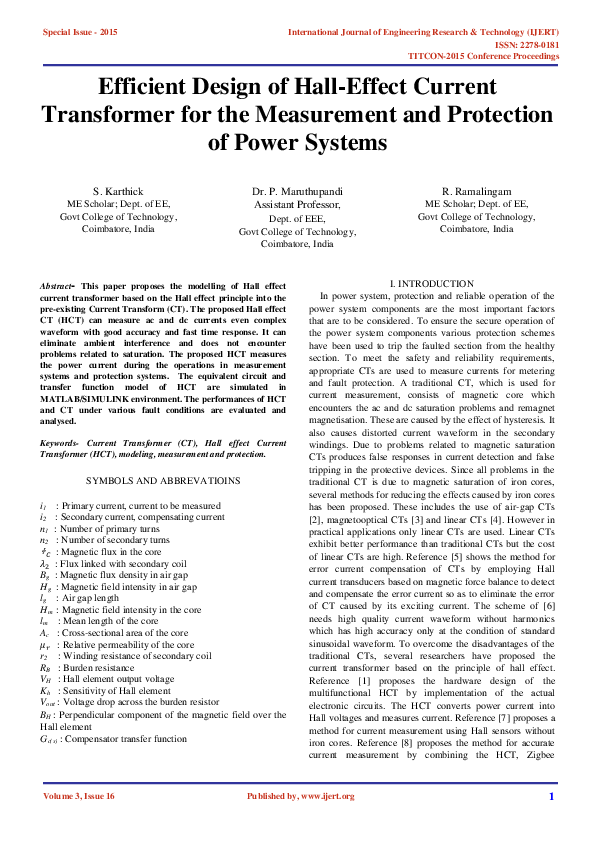 (PDF) Efficient Design of Hall-Effect Current Transformer for the ...
