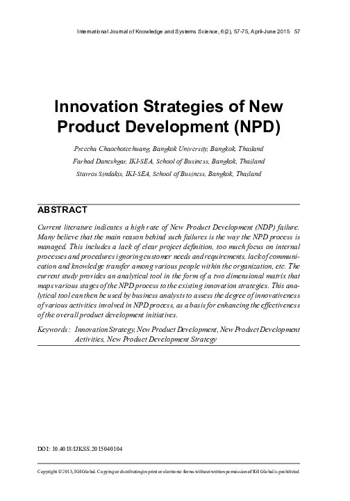 (PDF) Innovation Strategies of New Product Development (NPD)