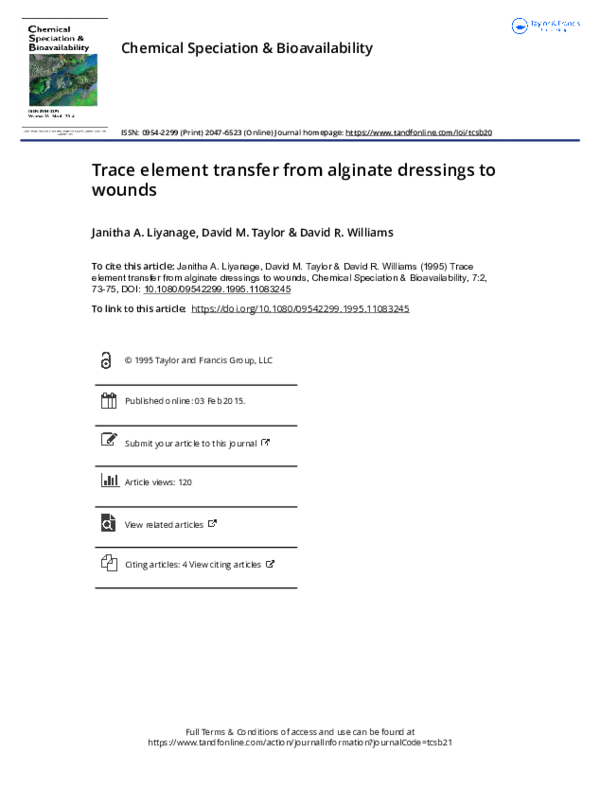 (PDF) Trace element transfer from alginate dressings to wounds ...