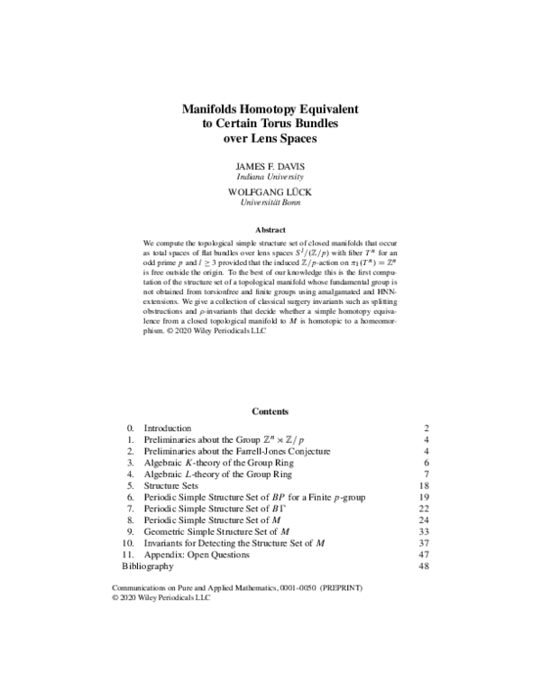 (PDF) Manifolds Homotopy Equivalent to Certain Torus Bundles over Lens ...