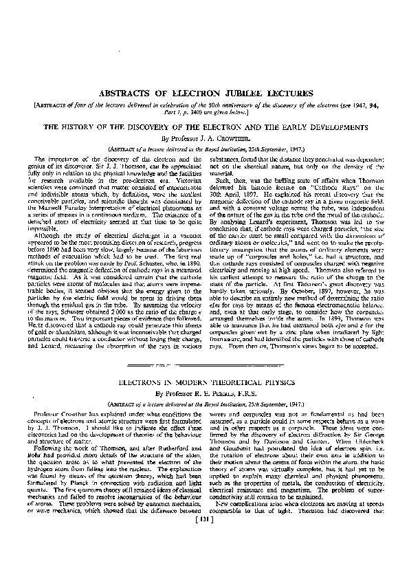(PDF) Electrons in modern theoretical physics