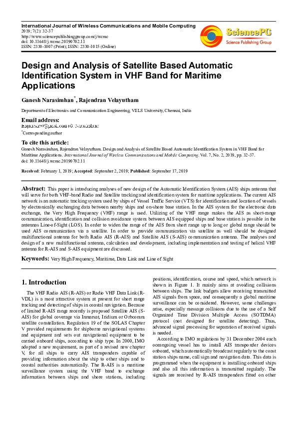 (PDF) Design and Analysis of Satellite Based Automatic Identification ...