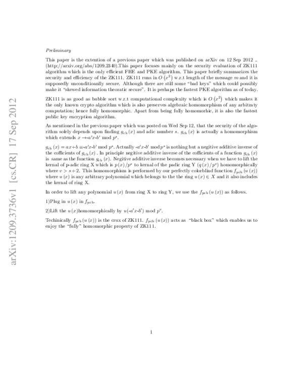 (PDF) Security and Efficiency analysis of Fully Homomorphic Encryption ...