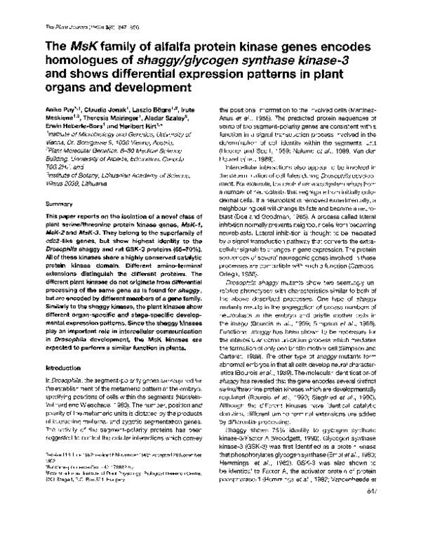 (PDF) The MsK family of alfalfa protein kinase genes encodes homologues ...
