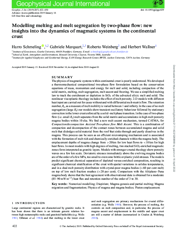 (PDF) Modelling melting and melt segregation by two-phase flow: new ...