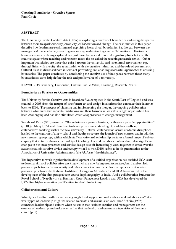 (PDF) Crossing Boundaries - Creative Spaces