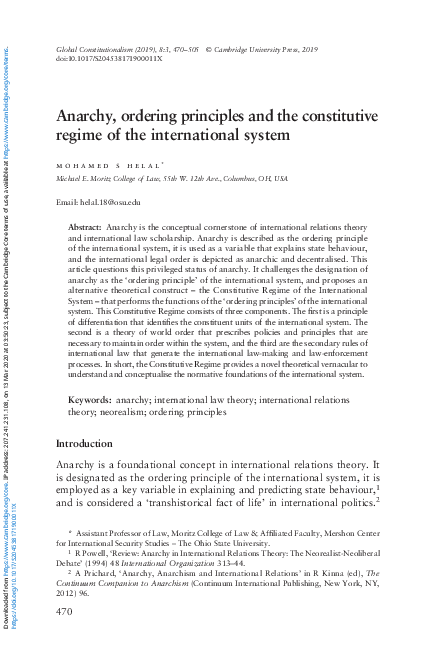 (PDF) Anarchy, Ordering Principles, and the Constitutive Regime of the ...