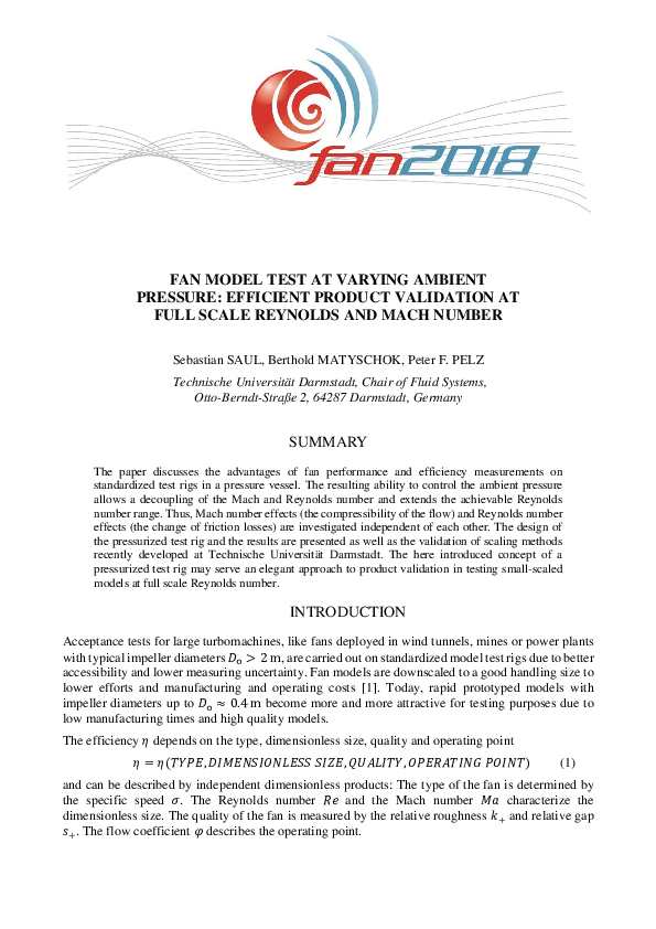 (PDF) Fan Model Test at Varying Ambient Pressure - Efficient Product ...
