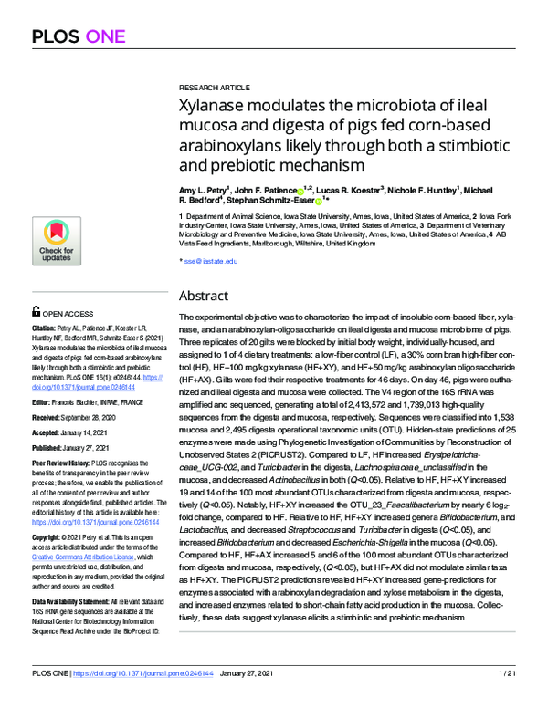 (PDF) Xylanase modulates the microbiota of ileal mucosa and digesta of ...