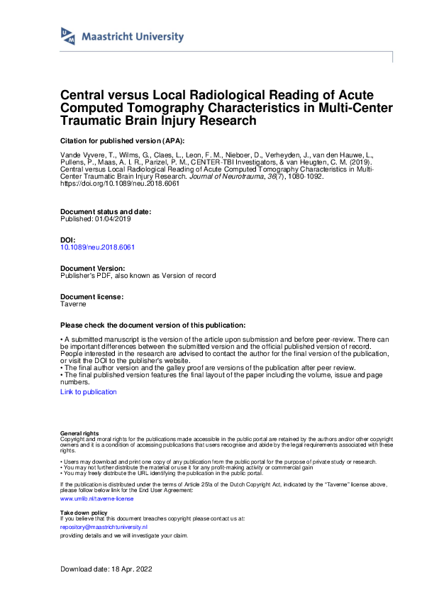 (PDF) Central versus Local Radiological Reading of Acute Computed ...