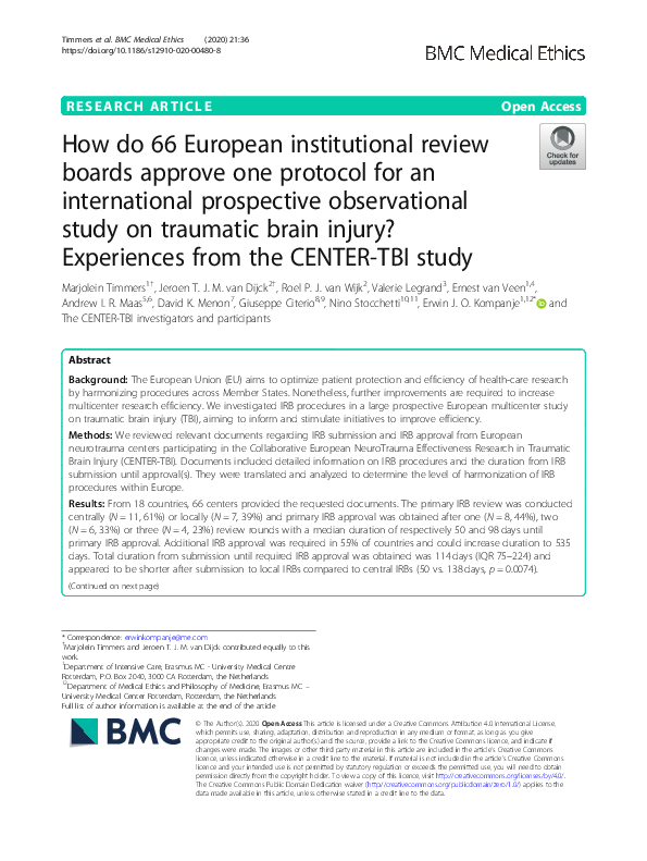 (PDF) How do 66 European Institutional Review Boards approve one protocol for an International ...