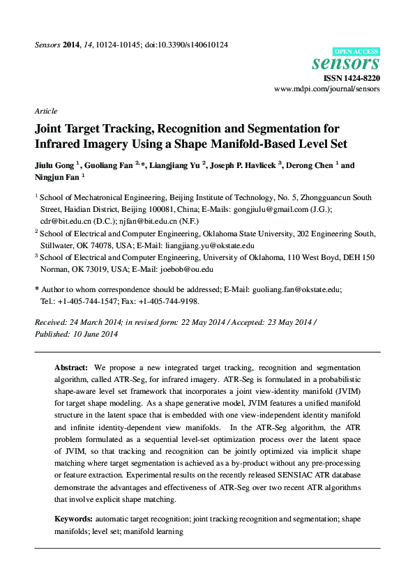 (PDF) Joint target tracking, recognition and segmentation for infrared imagery using a shape ...