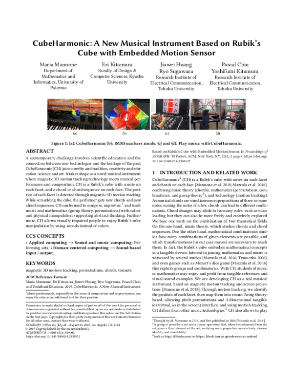(PDF) CubeHarmonic: A New Musical Instrument Based on Rubik's Cube with ...