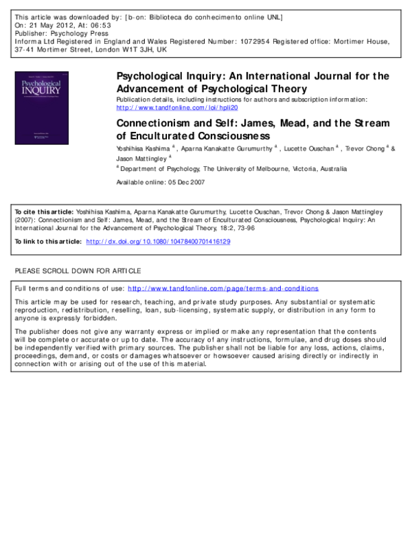(PDF) The Stream of Enculturated Consciousness | Yoshihisa Kashima ...