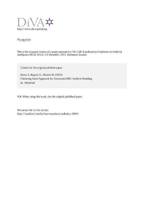 (PDF) Clustering based Approach for Automated EEG Artifacts Handling ...
