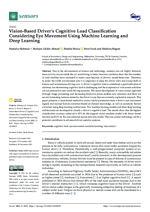 (PDF) Vision-Based Driver’s Cognitive Load Classification Considering Eye Movement Using Machine ...