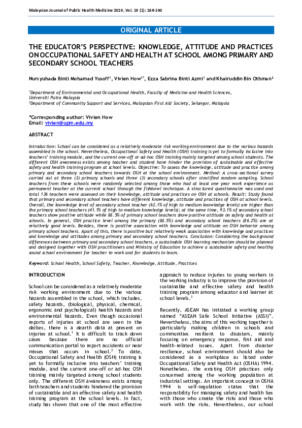 (PDF) The Educator’s Perspective: Knowledge, Attitude and Practices on ...