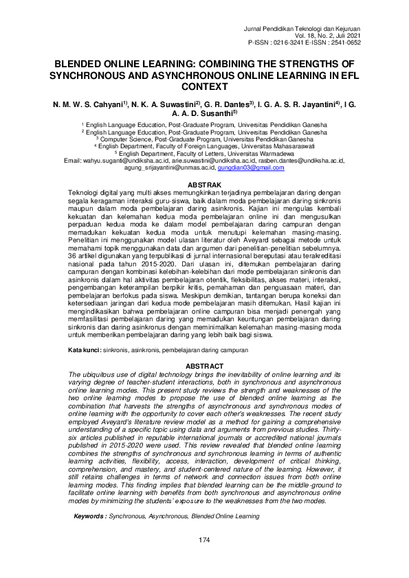 (PDF) Blended Online Learning: Combining the Strengths of Synchronous ...