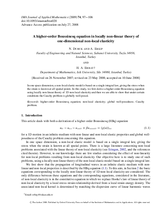 Pdf Higher Order Boussinesq Equation In Non Local Elasticity