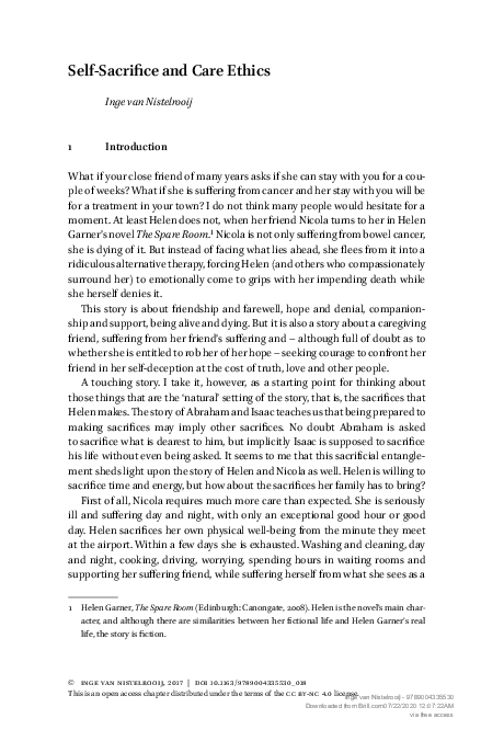 (PDF) Self-Sacrifice and Care Ethics