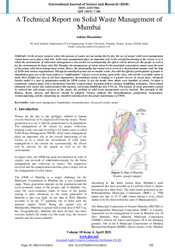(PDF) A Technical Report on Solid Waste Management of Mumbai