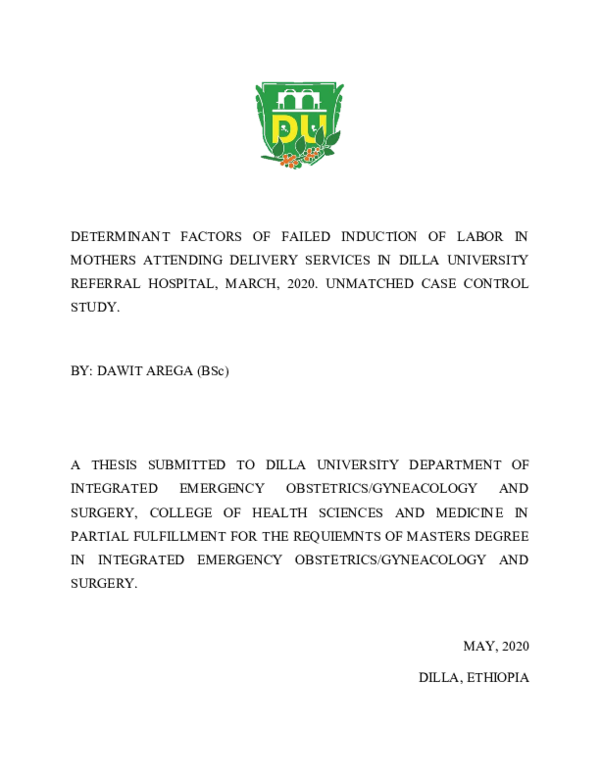 (DOC) DETERMINANT FACTORS OF FAILED INDUCTION OF LABOR unmatched case ...