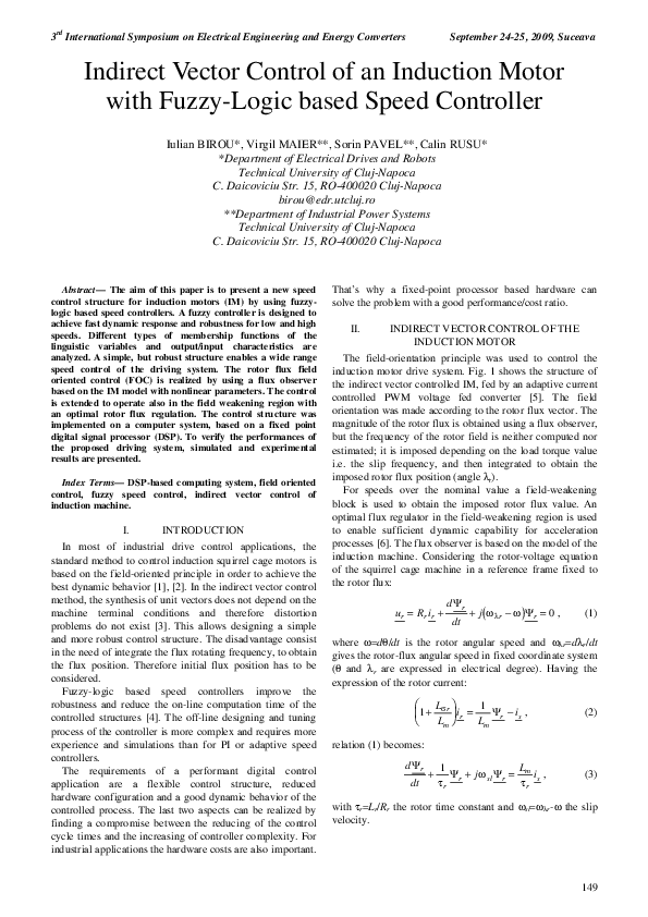 Pdf Indirect Vector Control Of An Induction Motor With Fuzzy Logic 5535