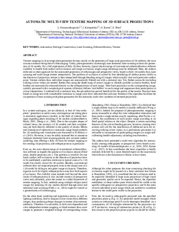 Pdf Automatic Multiview Texture Mapping Of 3 D Surface Projections 7899