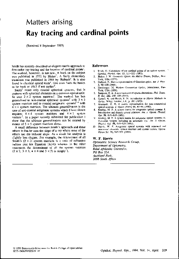 (PDF) Ray tracing and cardinal points