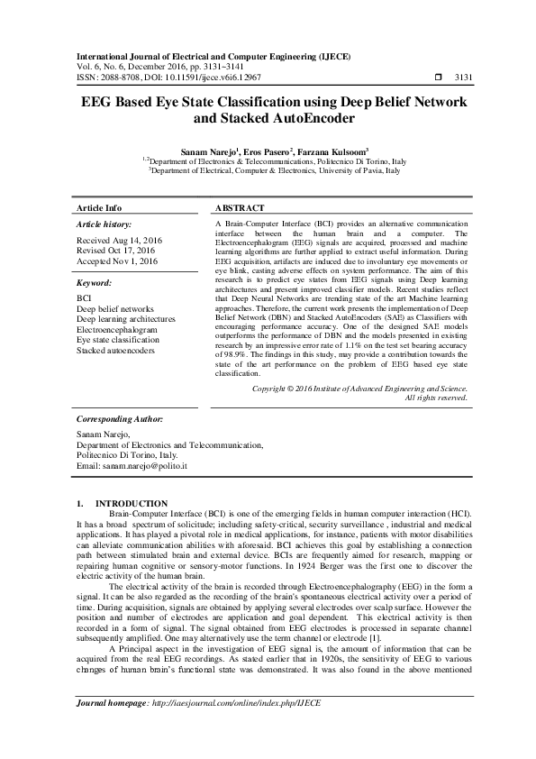 Pdf Eeg Based Eye State Classification Using Deep Belief Network And