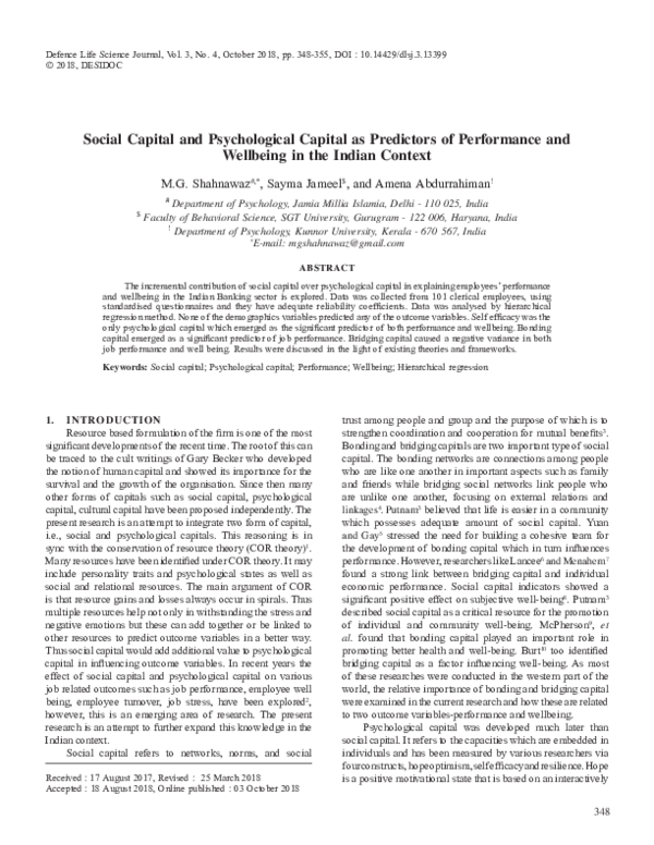 (PDF) Social Capital and Psychological Capital as Predictors of ...