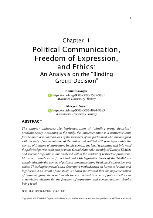 (PDF) Political Communication, Freedom of Expression, and Ethics